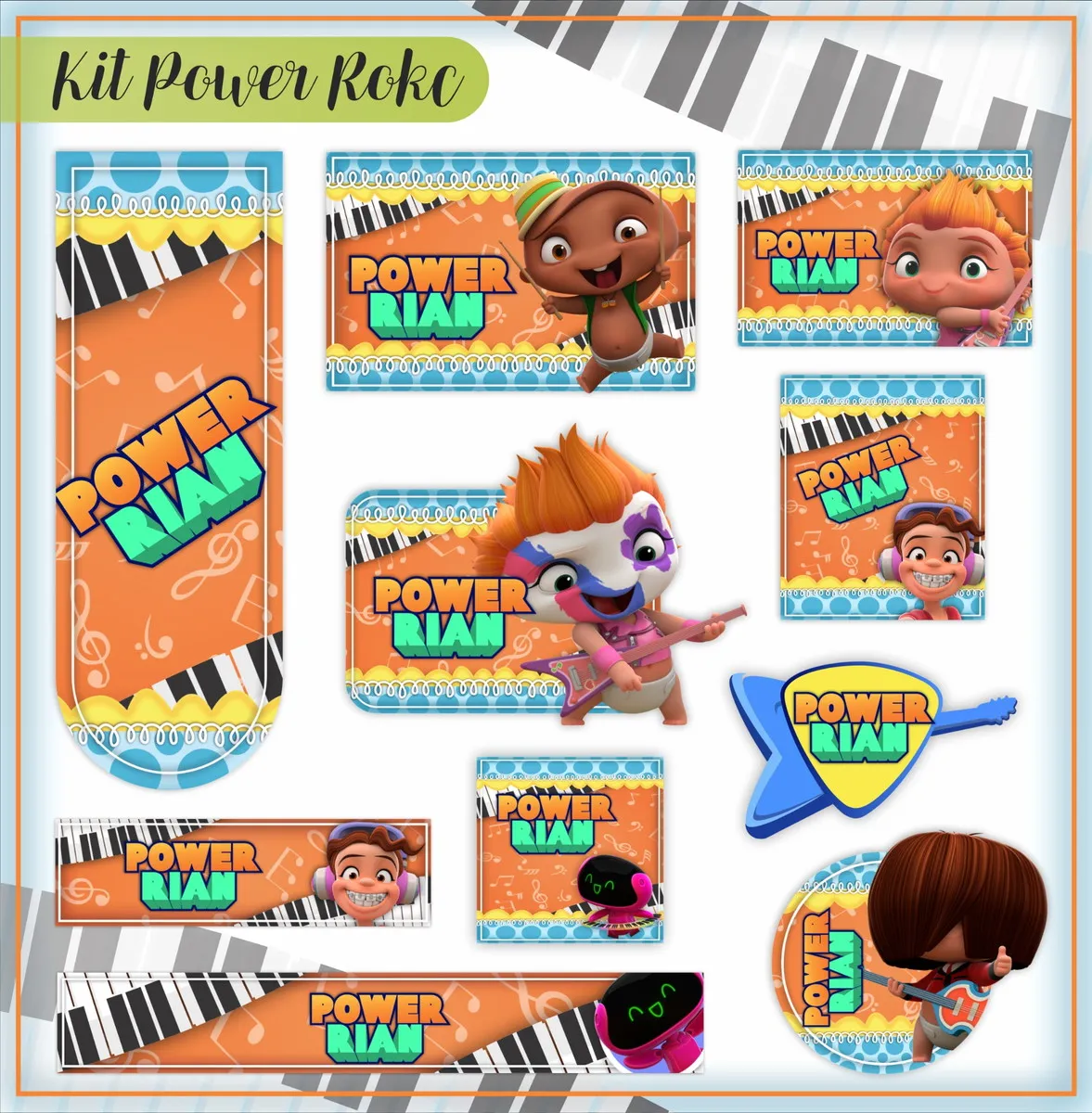 Arquivo Etiqueta Escolar Power Rock - Arquivo Digital