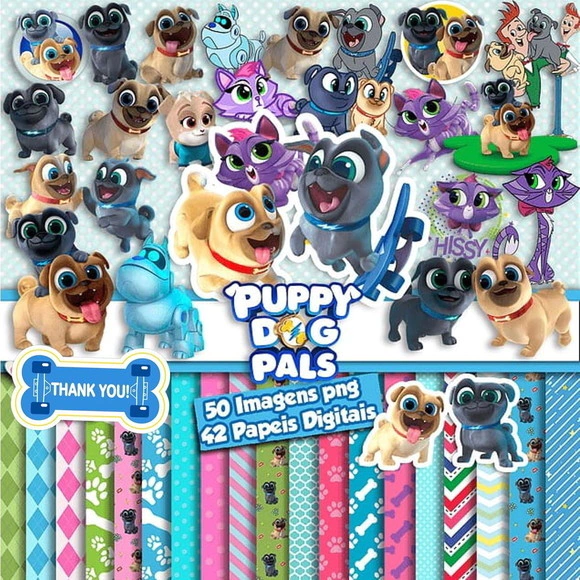 Kit Digital Papel e Cliparts Puppy Dog - Arquivo Digital